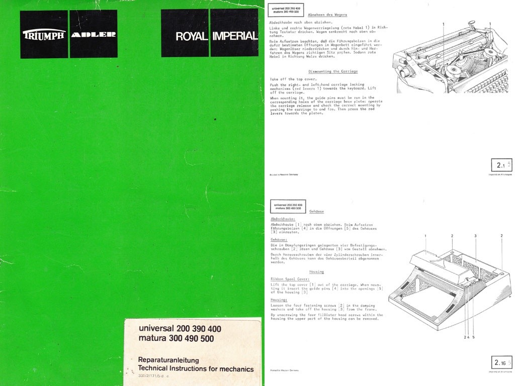 Adler T/A Universal and Matura Electric Portable Typew