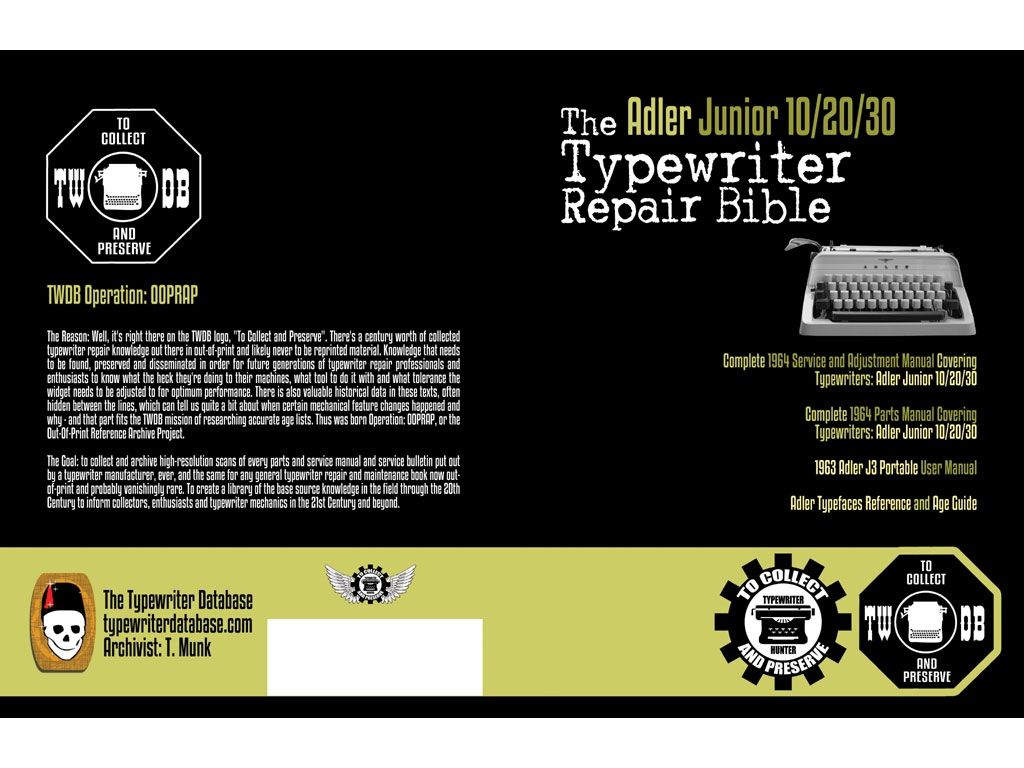 The Adler Junior 10/20/30 Typewriter Repair Bible