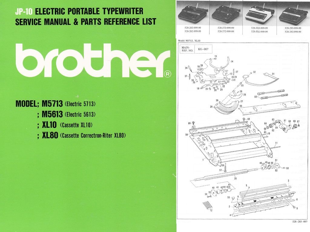 Brother JP-10 Electric Portable Typewriter Parts Manual