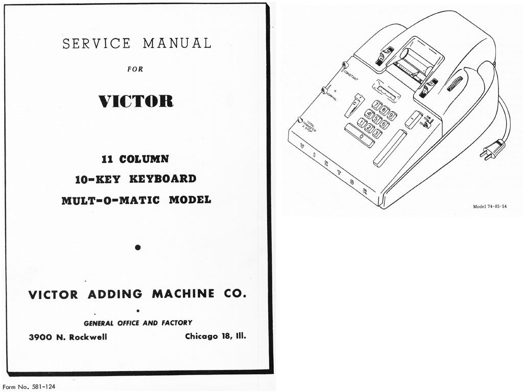 Service Manual for Victor 11 Column 10 Key Multomatic