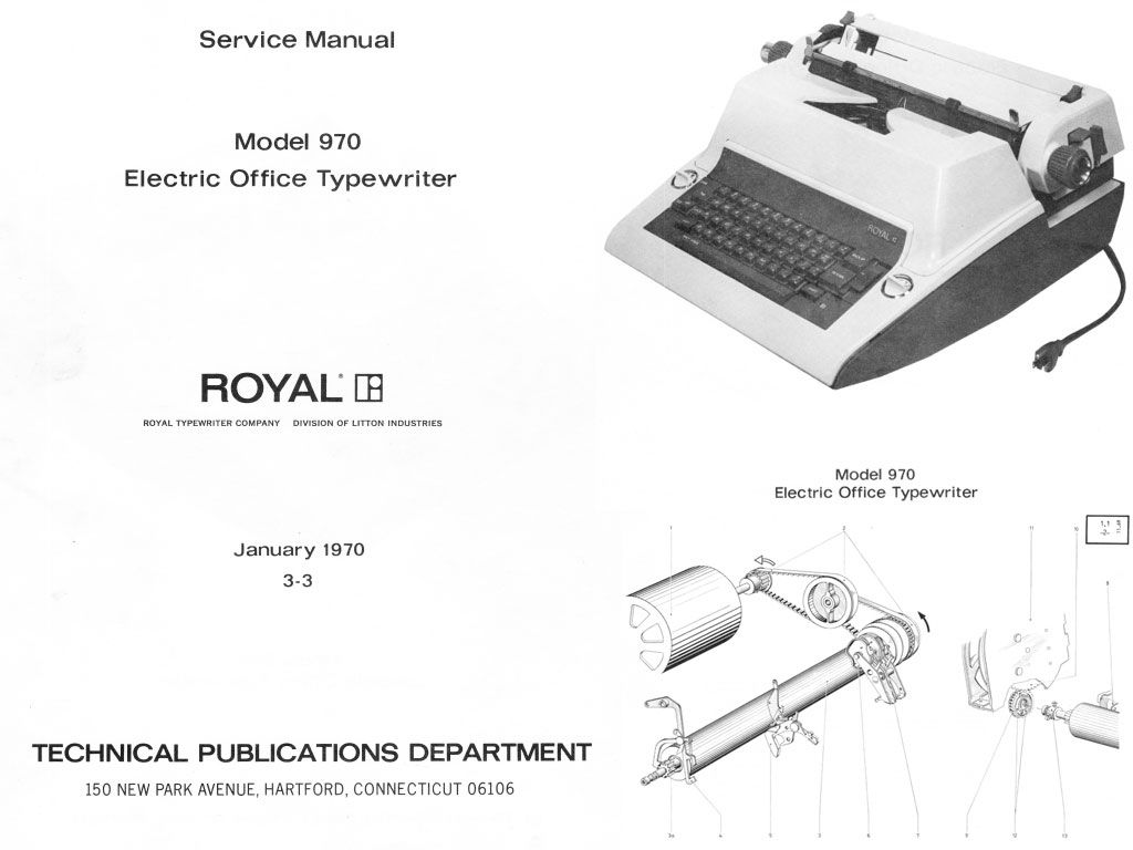 1970 Royal 970 Electric Standard Desktop Typewriter Service Adjustment ...