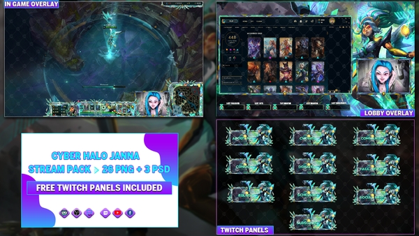 🌀 CYBER HALO JANNA - STREAM BUNDLE [+FREE TWITCH PANE
