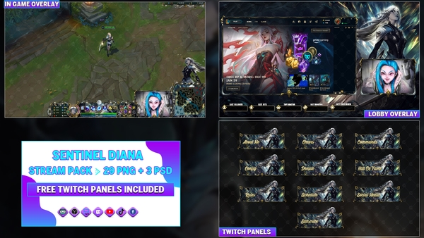 🕯️SENTINEL DIANA - STREAM BUNDLE (+ FREE TWITCH PANELS