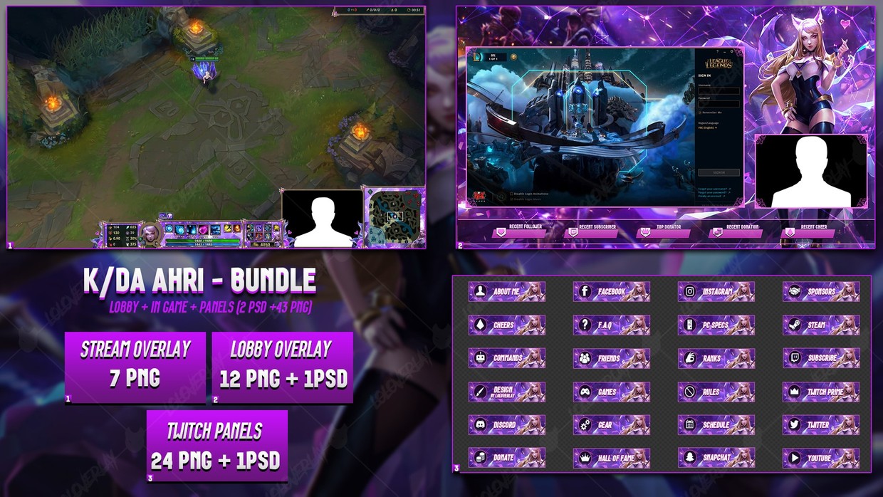 🔥 KDA AHRI - BUNDLE [43 PNG + 2 PSD]