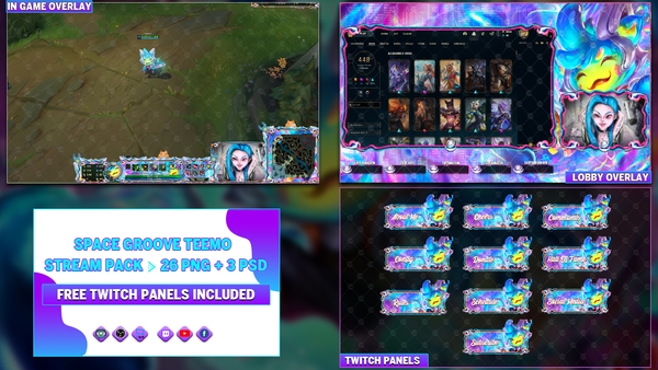 🌠SPACE GROOVE TEEMO - STREAM BUNDLE (+FREE TWITCH PANE