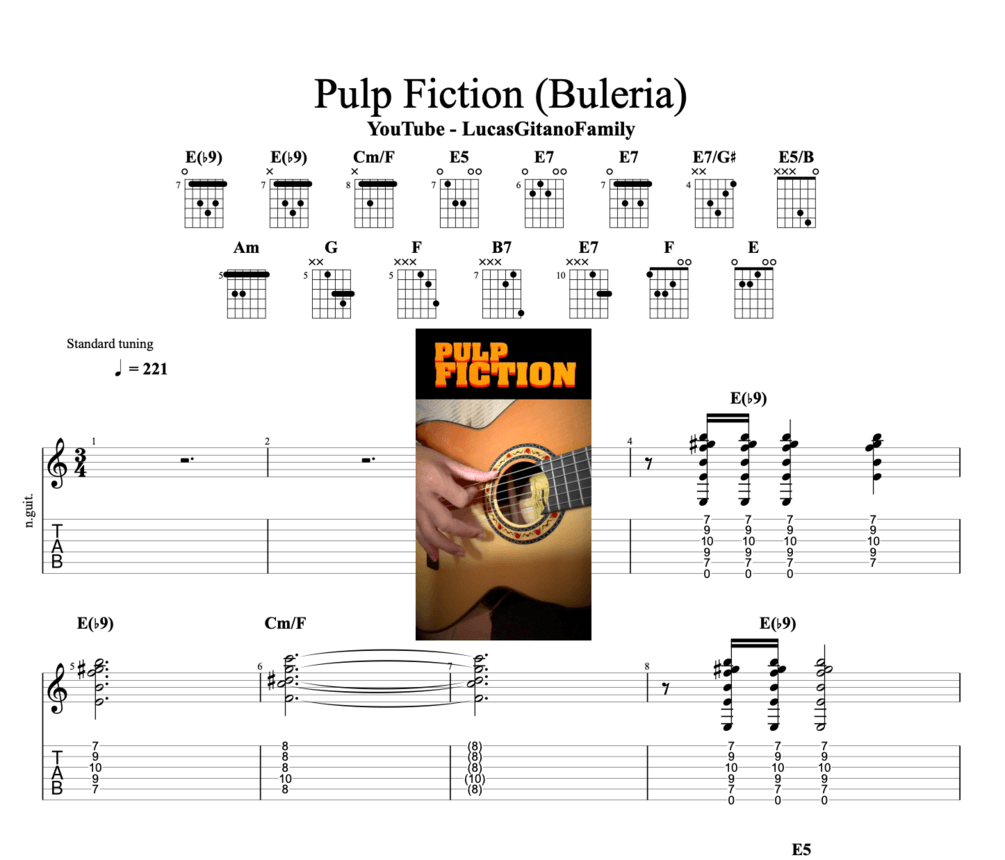 tab sheetmusic music flamenco rhythm easy ez gipsy kings guitar ...