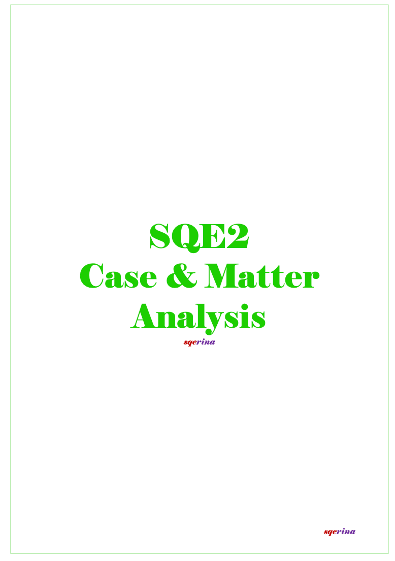 Understanding Case & Matter Analysis (SQE2)