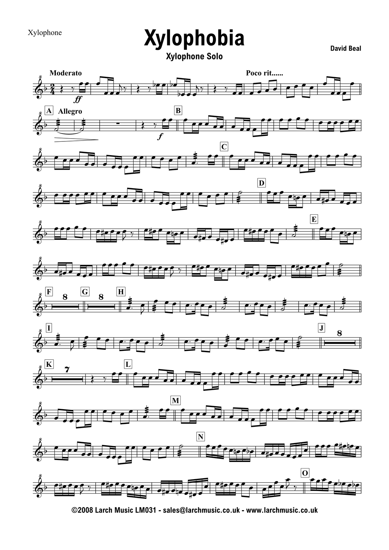 Xylophobia - Xylophone Solo Part - LM031