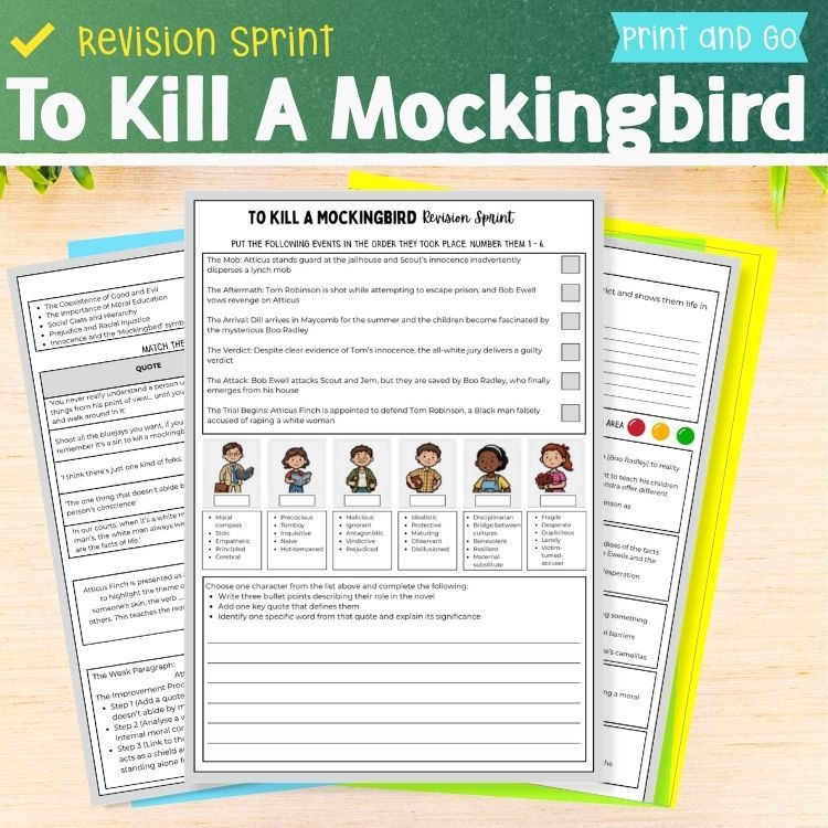 To Kill a Mockingbird Revision / Study Sprint 3 Pages CCEA AQA GCSE ...