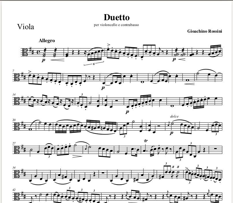ROSSINI Duetto - VIOLA instead of cello