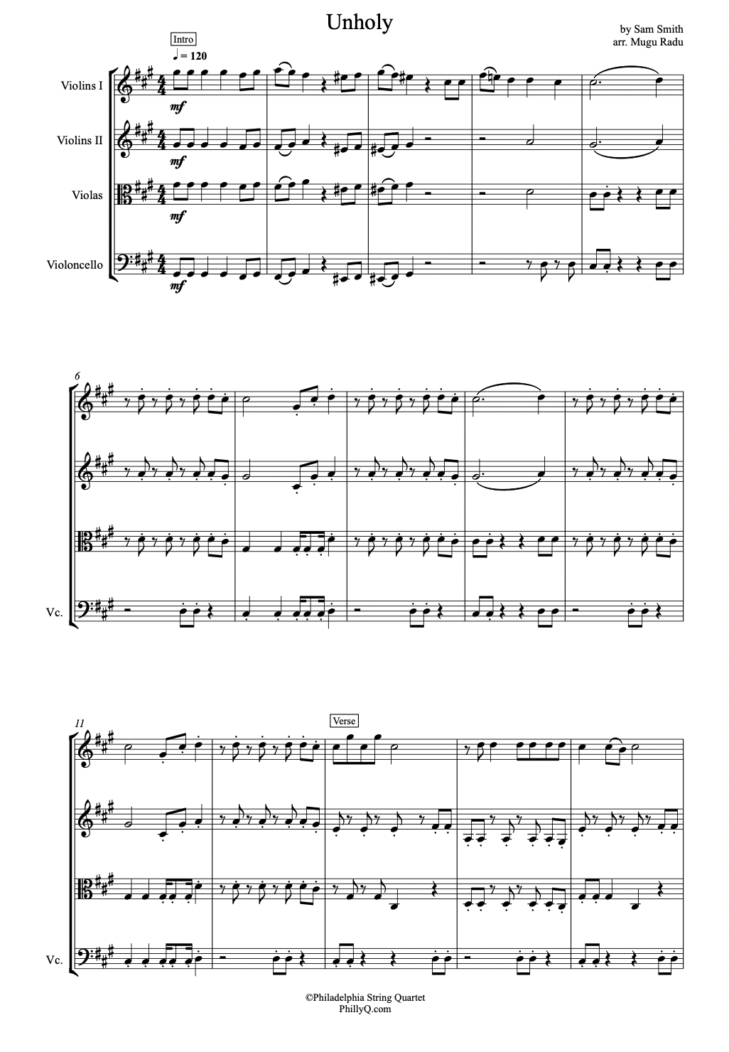 Too Good At Goodbyes by Sam Smith - String Quartet Sheet Music