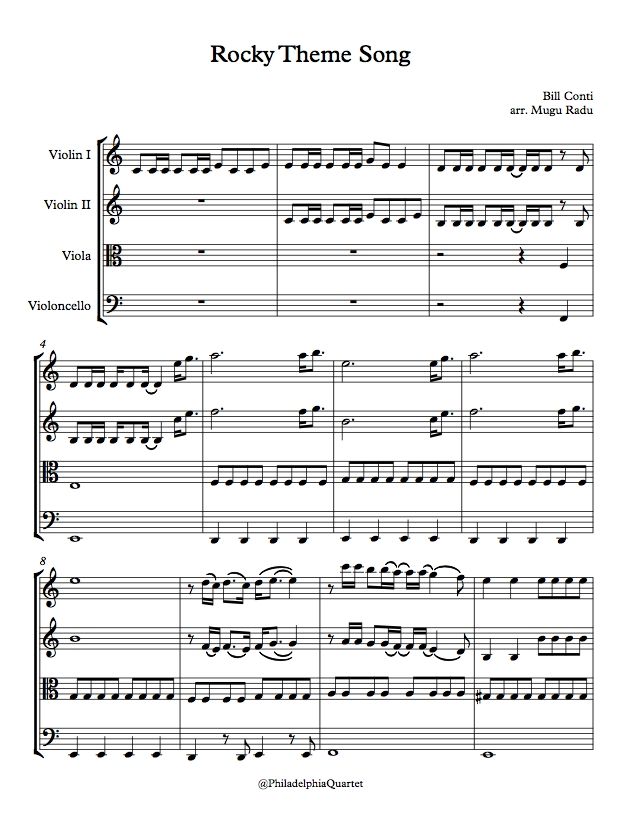 Rocky Theme Song - String Quartet Sheet Music