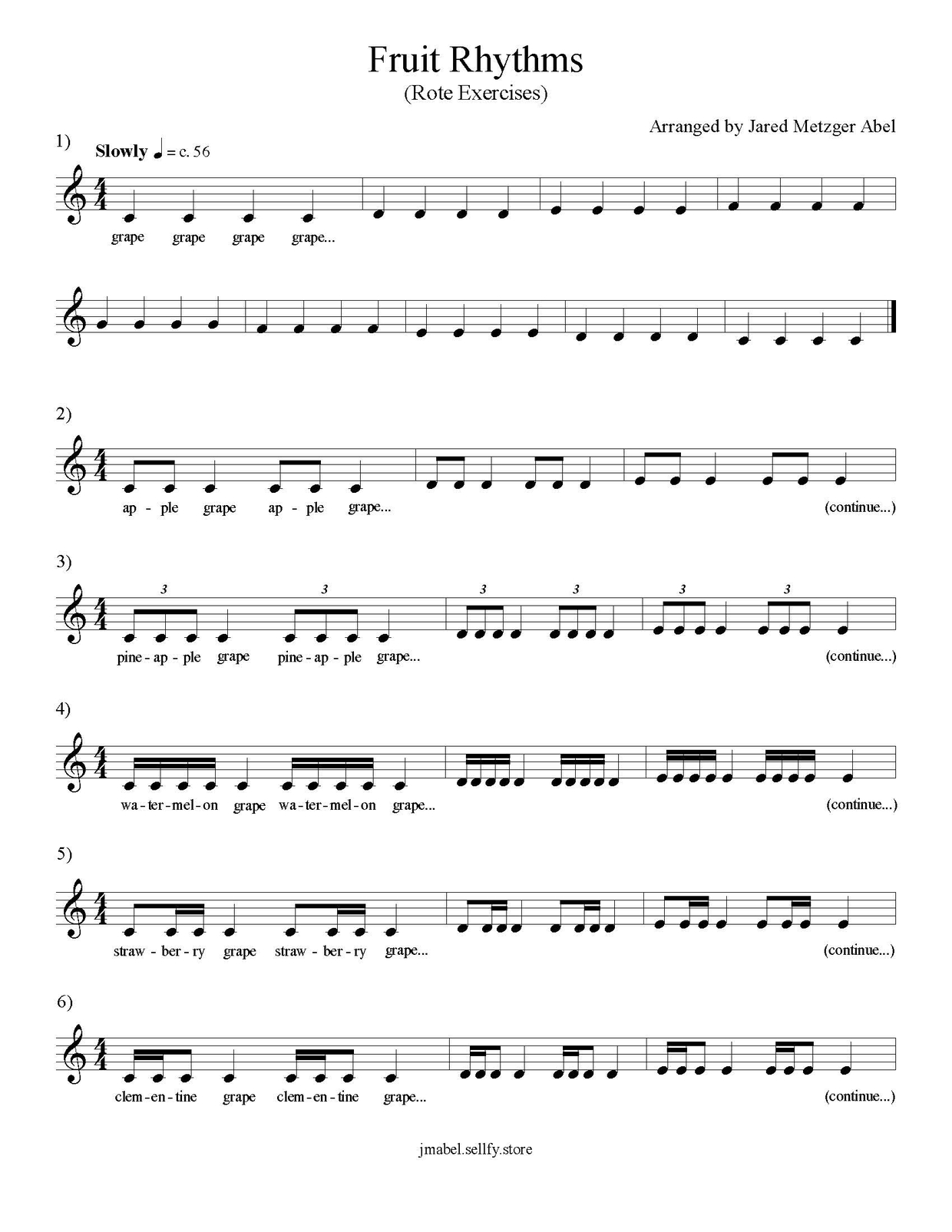 Fruit Rhythms (rote exercises)