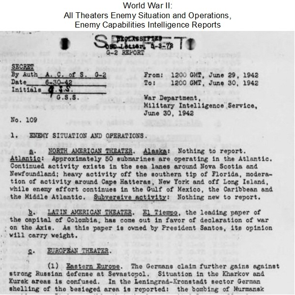 World War II: All Theaters Enemy Situation and Operations, Enemy ...