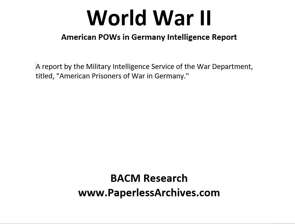 World War II American POWs in Germany Intelligence Report - Download