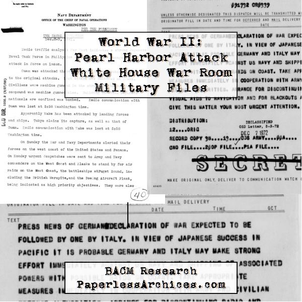 World War II: Pearl Harbor Attack: White House War Room Military Files ...