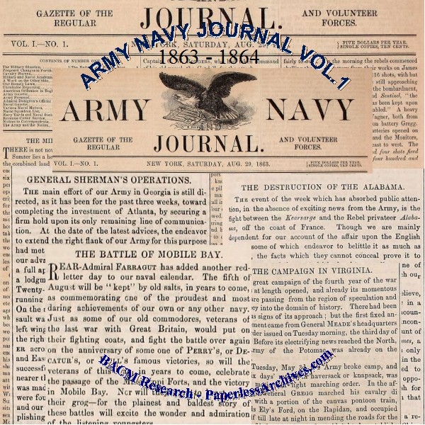 Civil War: Army Navy Journal & Gazette Volume 1 (1863 - 1864) - Download