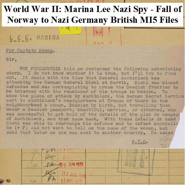 World War II: Marina Lee Nazi Spy - Fall of Norway to Nazi Germany ...