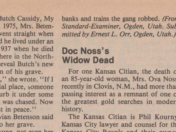 Doc Noss' Widow Dead