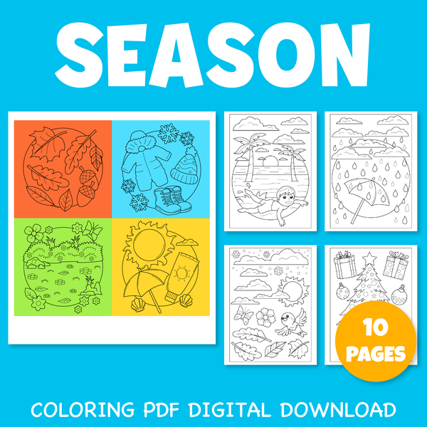 Weather and seasons coloring pages for kids pack 2