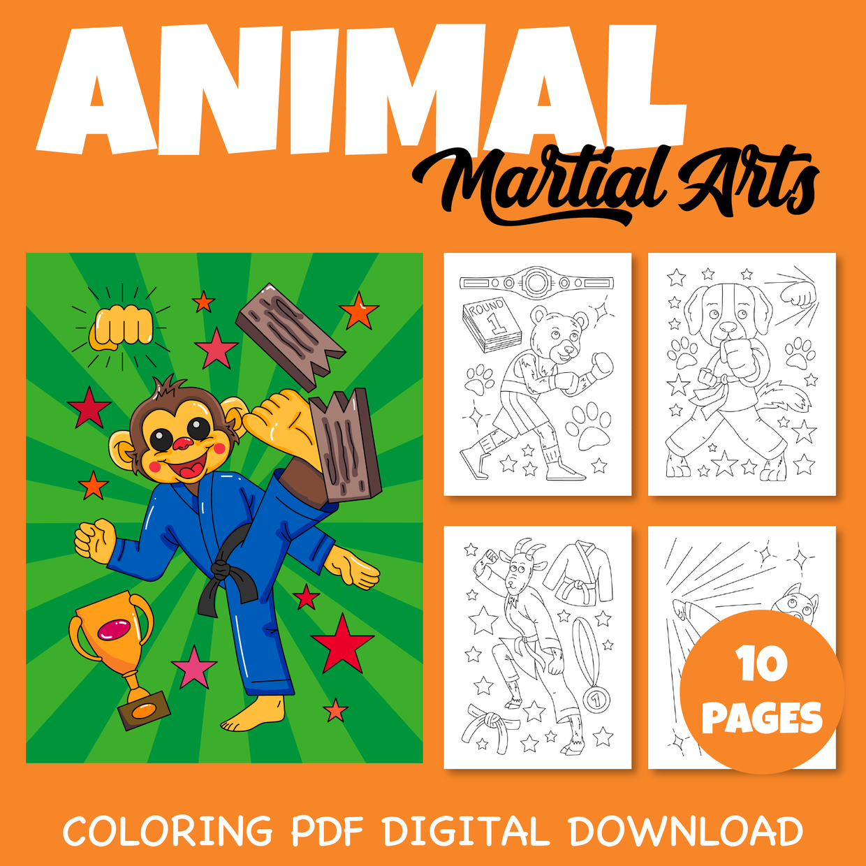 Animal Martial Arts Printable Sheet pdf Back to School