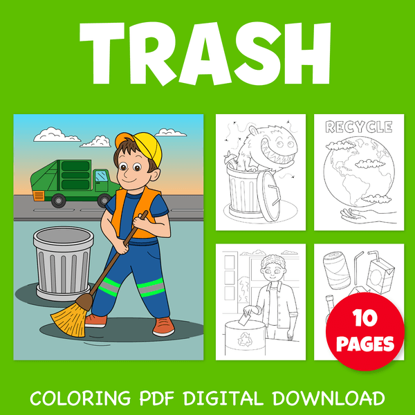 Waste recycling, Trash & Garbage Truck Coloring Pages