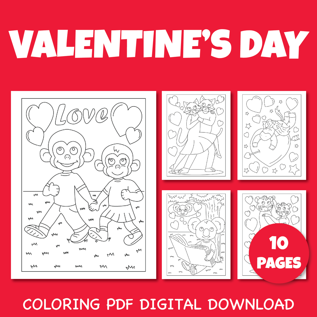 Valentine's Day Coloring Pages for Kids Pack 1