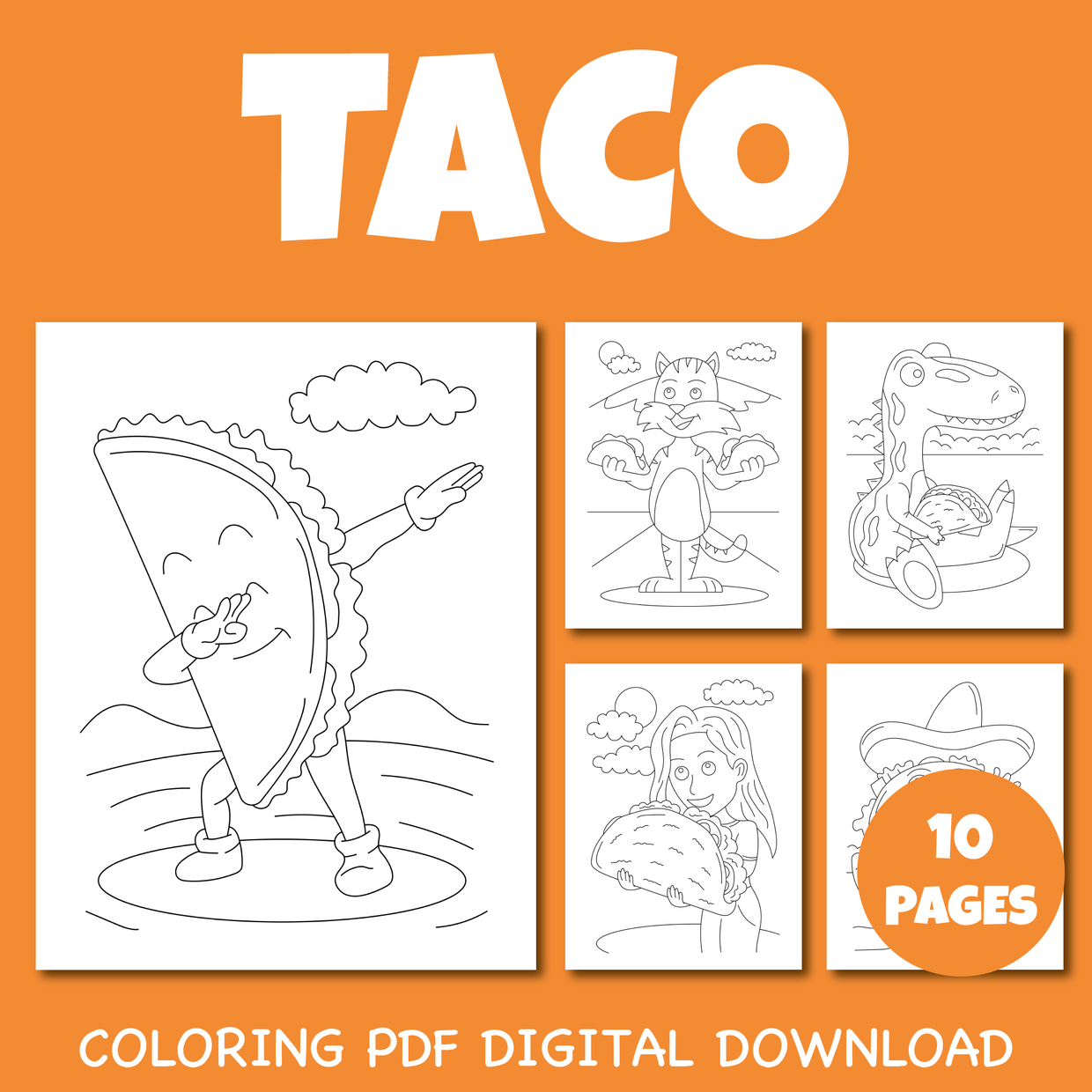 Taco Coloring Pages Pack 1