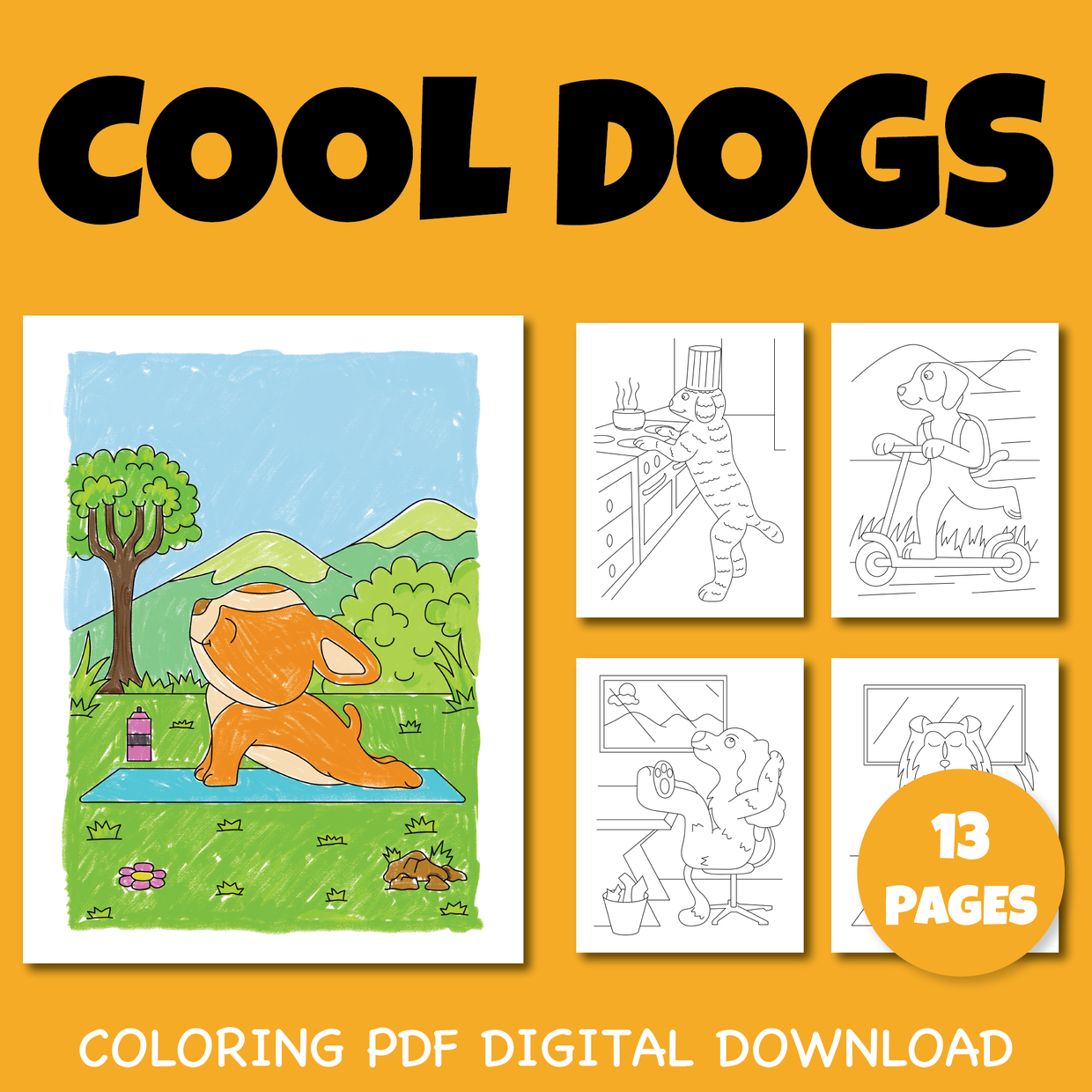 Cool Dogs Coloring Pages Pack 1