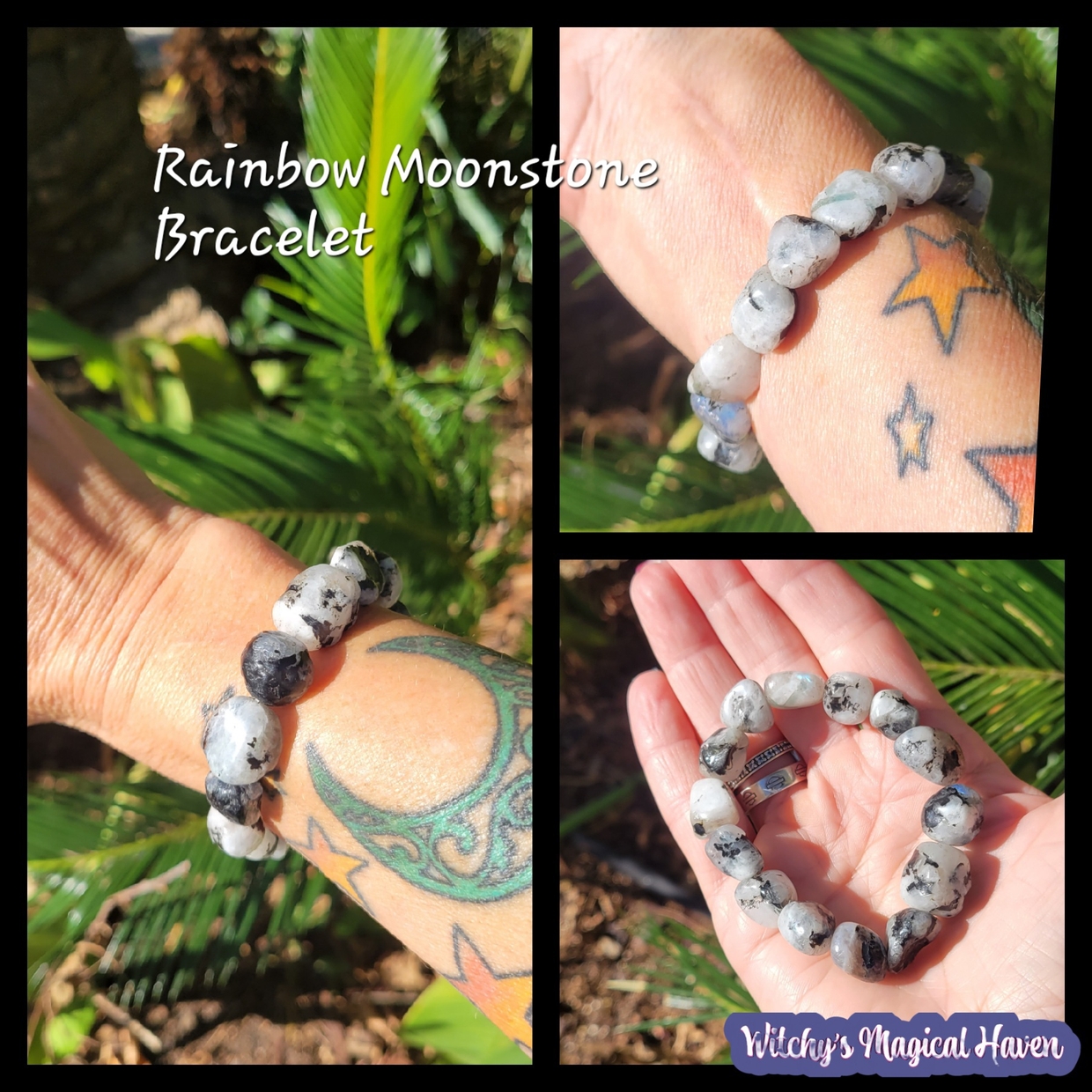 Rainbow Moonstone Tumbled Bracelet