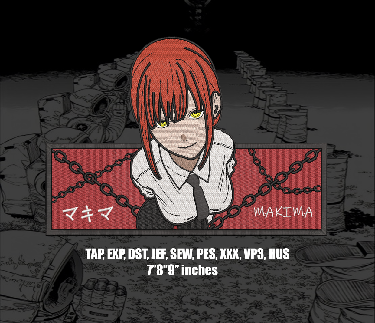 Makima Chainsaw Man Digital Embroidery Design