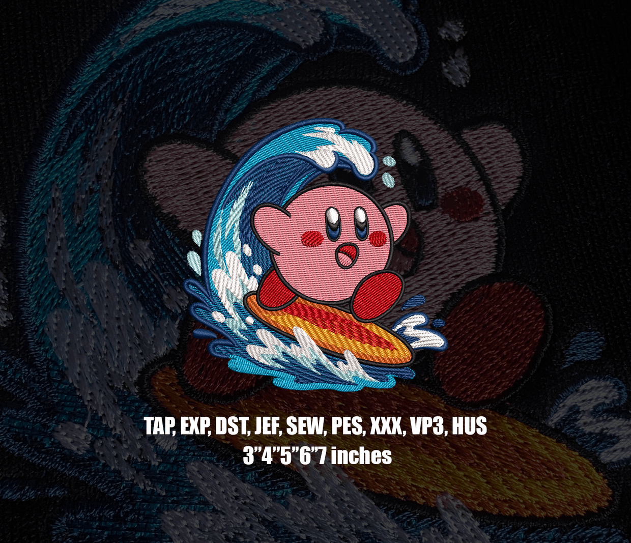 Kirby Surf Digital Embroidery Design
