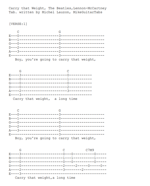 Carry that Weight, The Beatles, Tabs (PDF)