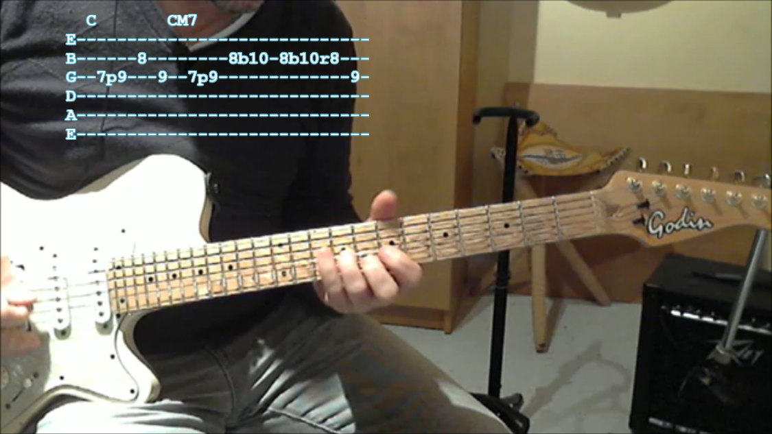 Something Guitar solo, The Beatles Video Guitar lesson (On-screen tabs)