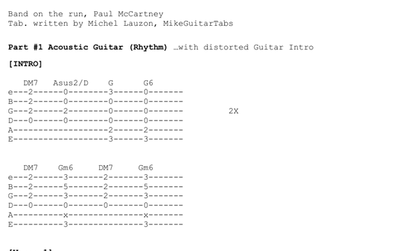 Video guitar lesson with on-screen tabs and tabs in PDF format