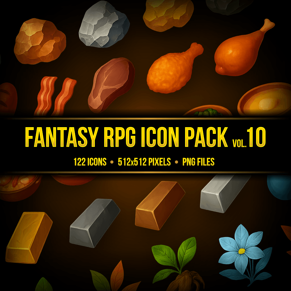 120 Fantasy RPG Inventory Icon Pack - Consumables, Meals, & Beverages