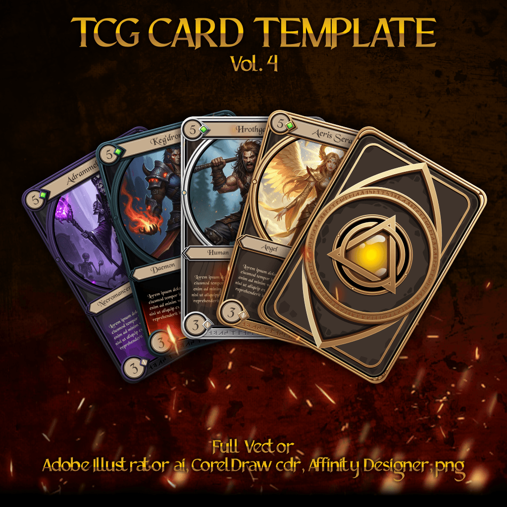 Fantasy TCG Card Template – 4 Frame Variations (Heaven, Hell, Human, Void)