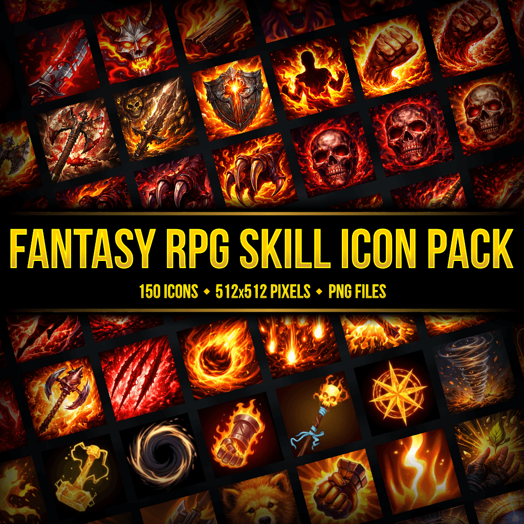 150 Fantasy RPG Skill, Enhancement, Buff and Ability Icon Pack Set