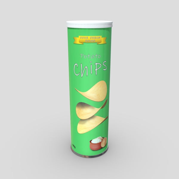 Potato Chips Tube 3 - low poly PBR 3d model