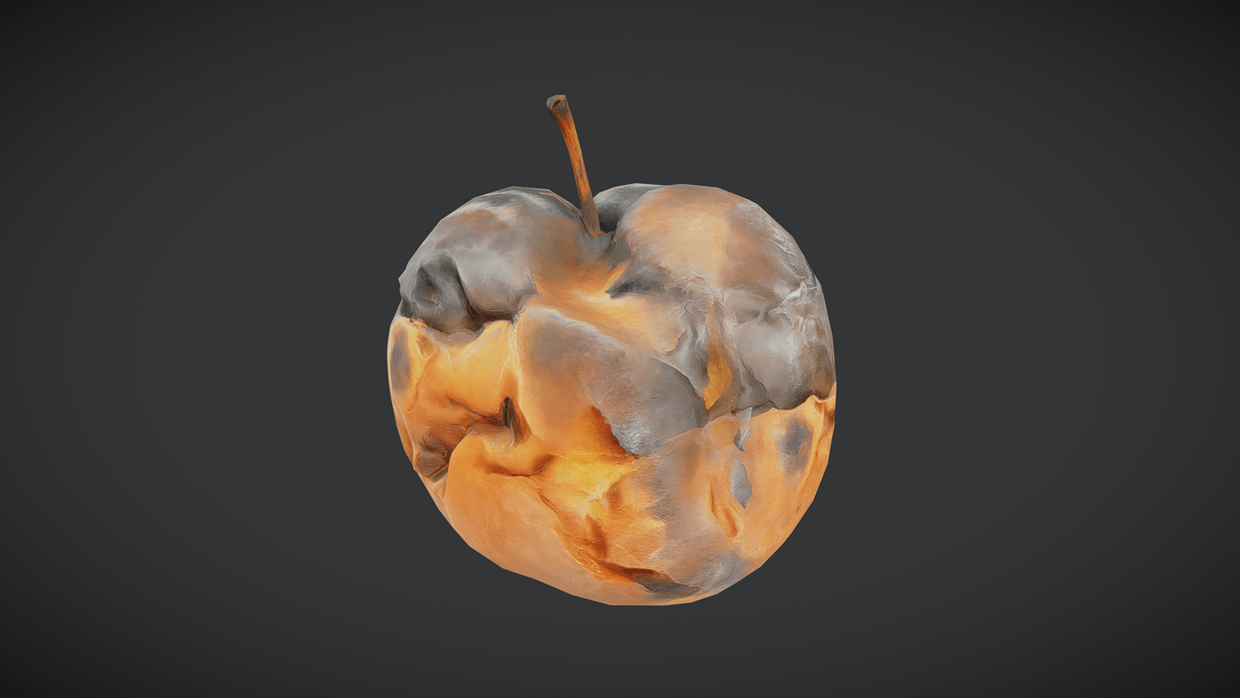 Rotten Apple 2 - Low Poly PBR 3D Model with 4K Textures