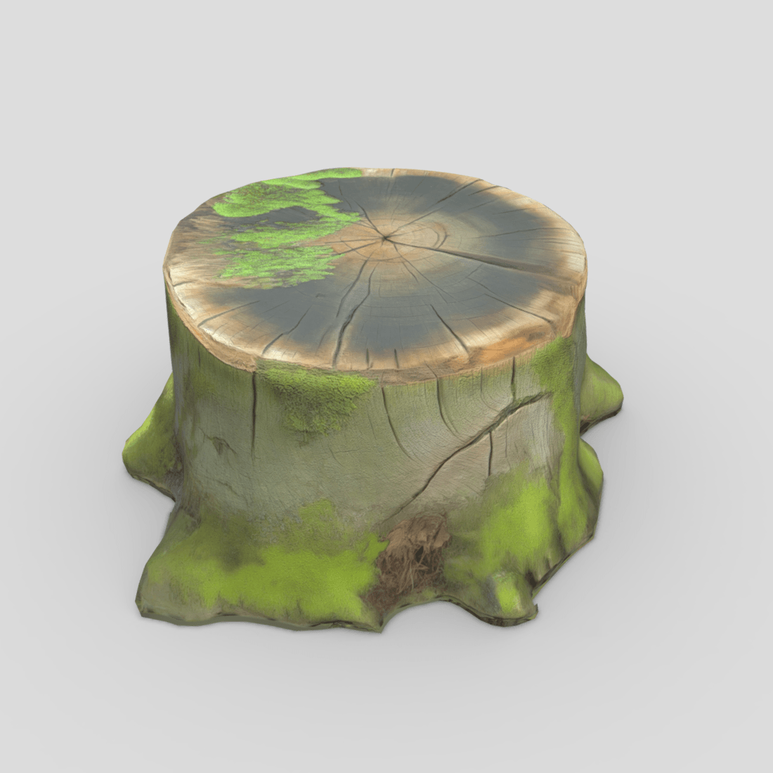 Tree Stump Mossy - low poly PBR 3d model