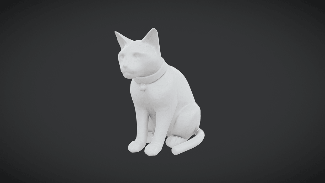 Marble Cat Statue - Low Poly PBR 3D Model with 4K Textures