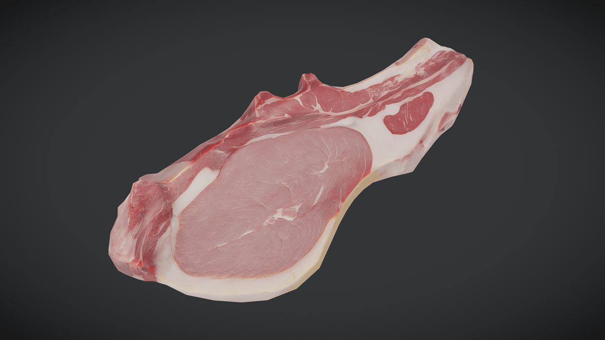 Realistic Pork Chop 3D Model for Food Scenes