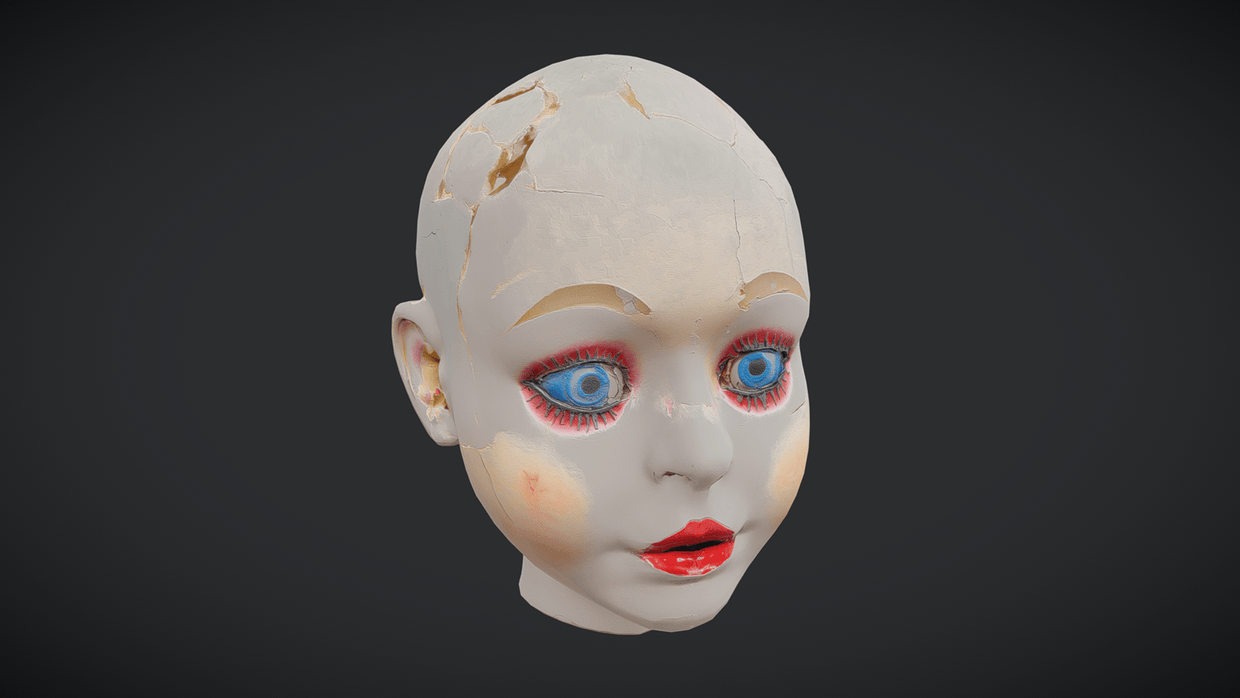 Broken Doll Head - Low Poly PBR 3D Model with 4K Textures