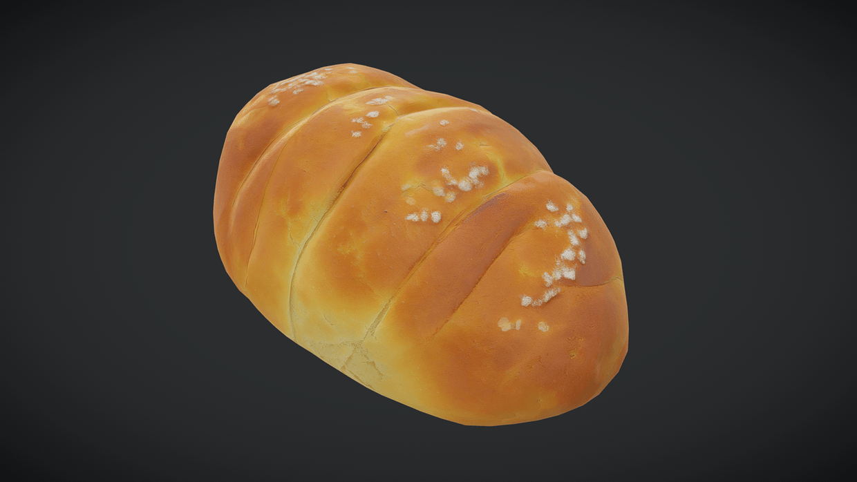 Salted Bread Roll - Low Poly PBR 3D Model with 4K Textures