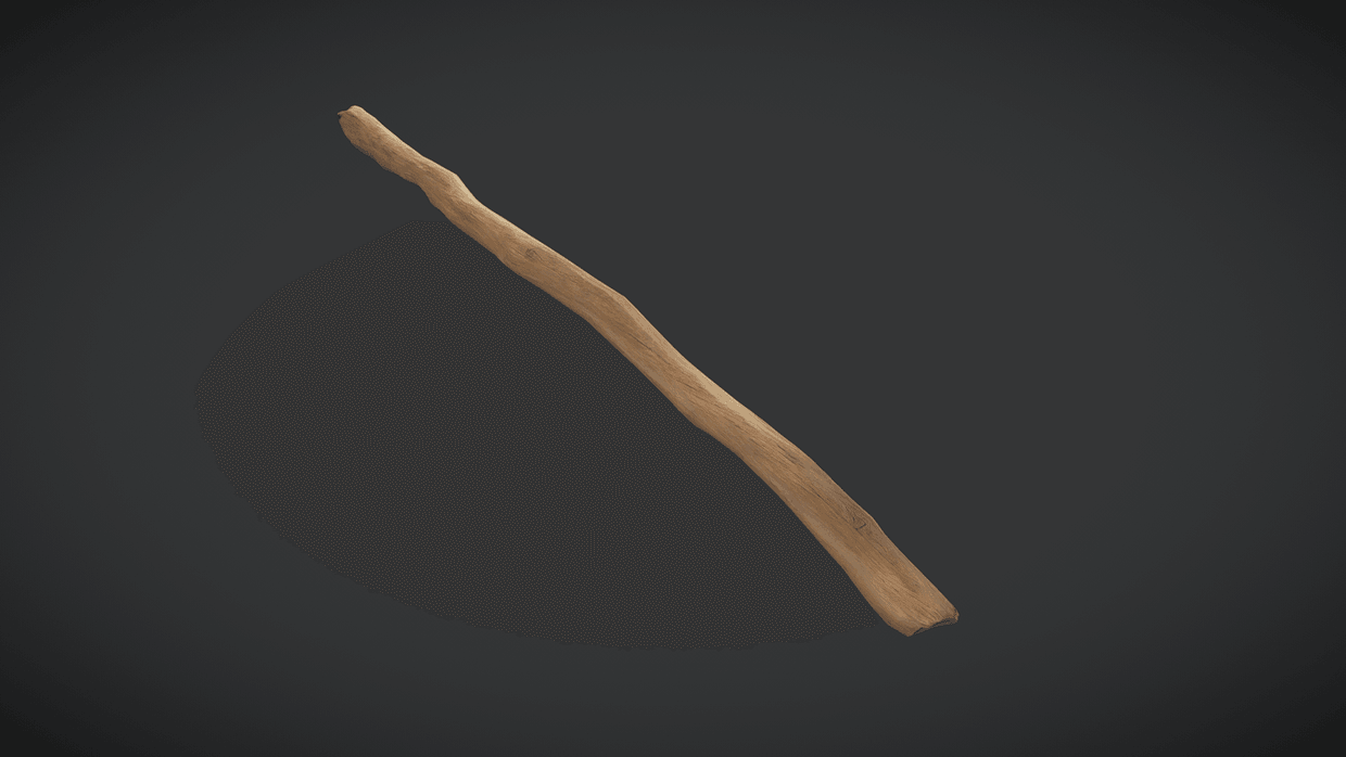 Wooden Stick 2 - Low Poly PBR 3D Model with 4K Textures