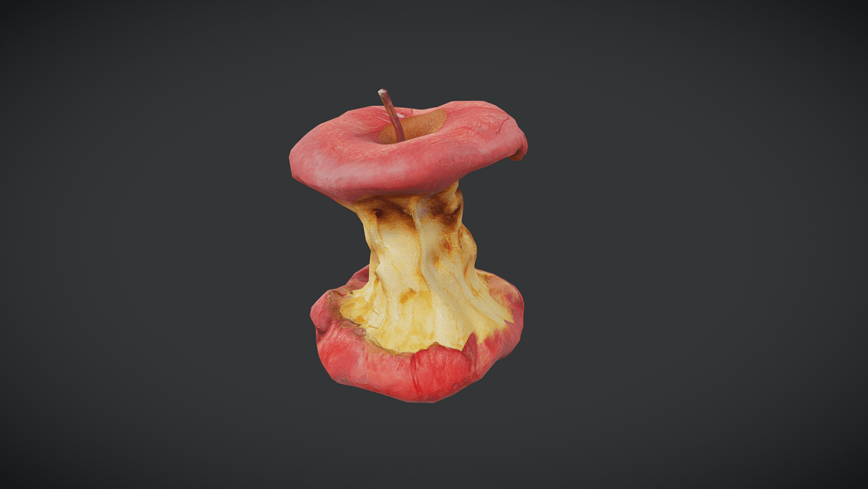Rotten Apple Core - Low Poly PBR 3D Model with 4K Textures