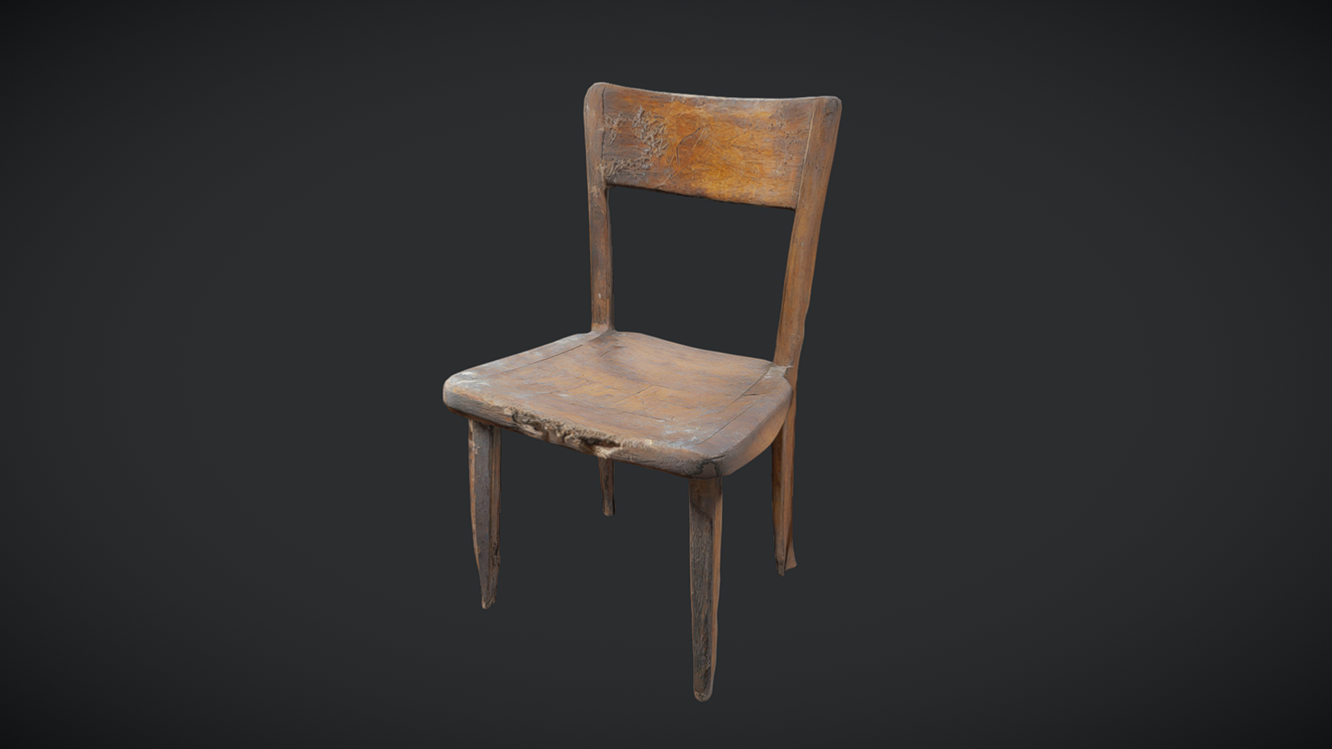 Decayed Wooden Chair 2 - Low Poly PBR 3D Model with 4K Textures