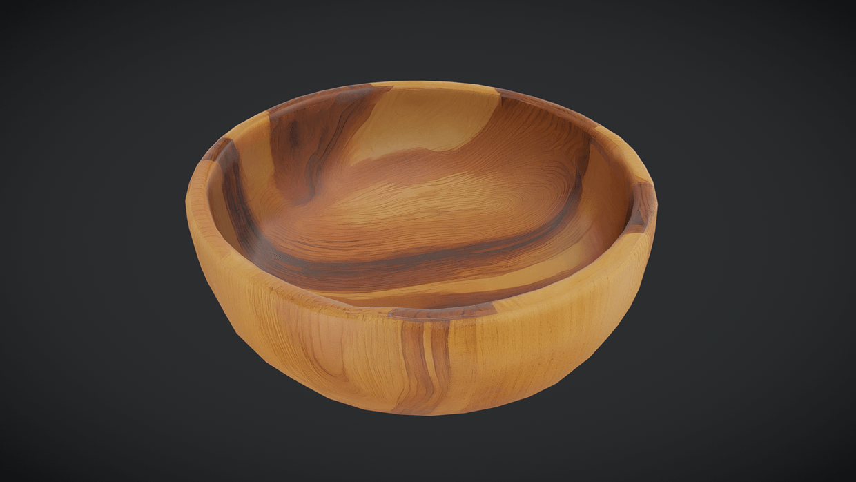 Wooden Bowl - Low Poly PBR 3D Model with 4K Textures