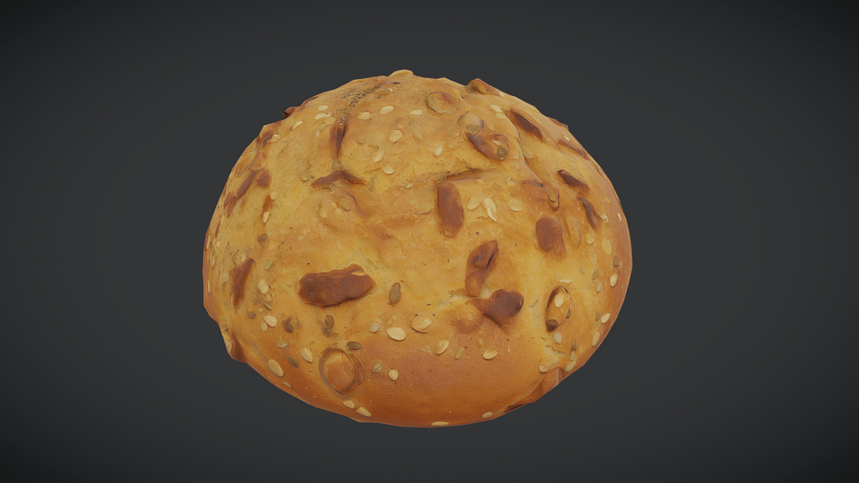 Seeded Bread Roll - Low Poly PBR 3D Model with 4K Textures